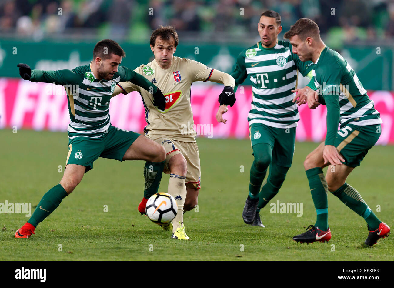 Budapest, Hungary. 2nd December, 2017. Endre Botka (L) of Ferencvarosi ...
