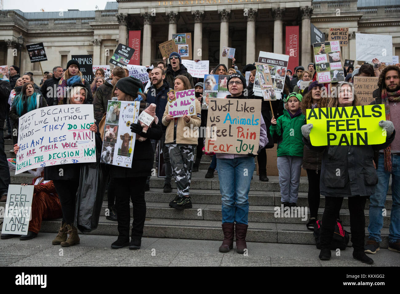 London, UK. 2nd December, 2017. Animal rights campaigners demonstrate ...