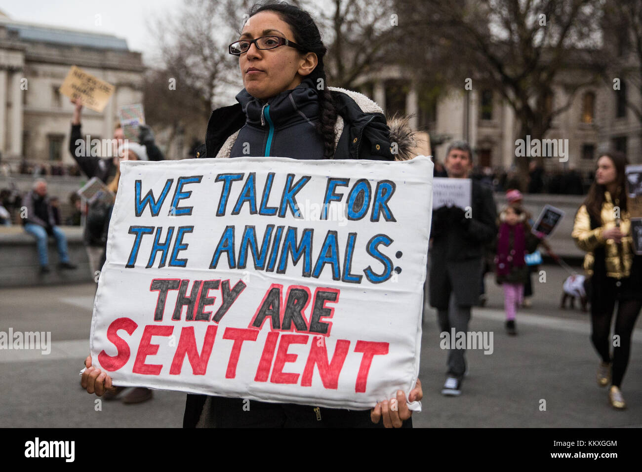 London, UK. 2nd December, 2017. Animal rights campaigners demonstrate ...