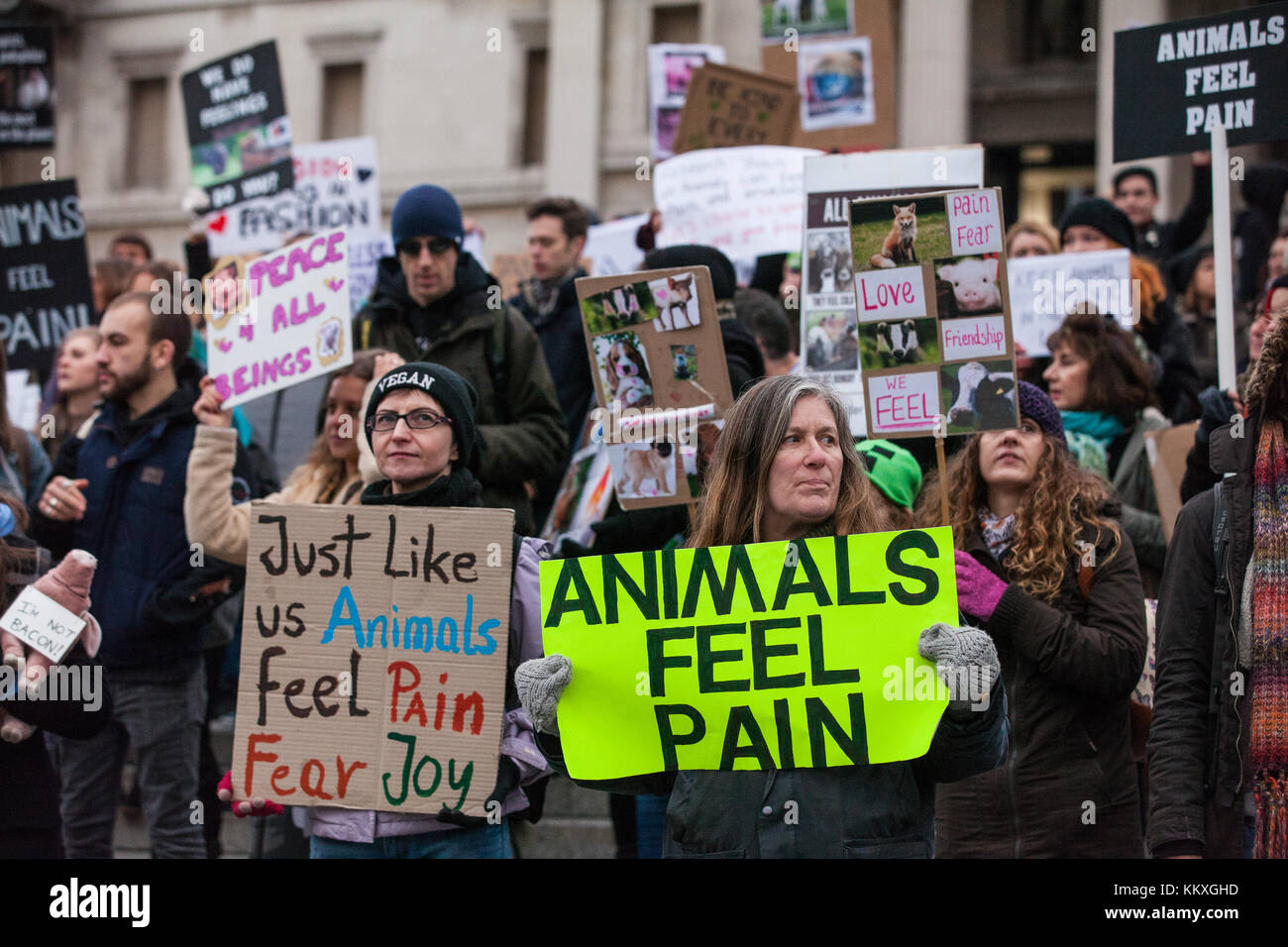 London, UK. 2nd December, 2017. Animal rights campaigners demonstrate ...