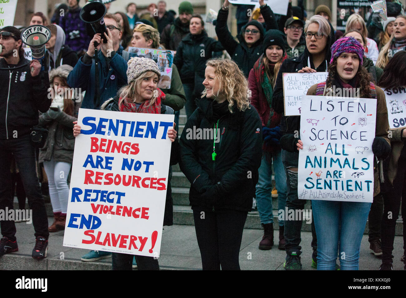 London, UK. 2nd December, 2017. Animal rights campaigners demonstrate ...