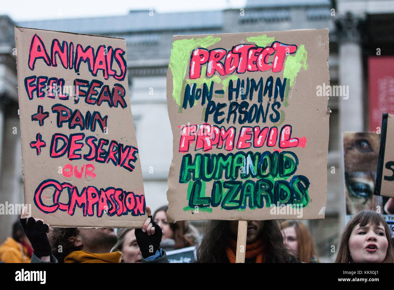 London, UK. 2nd December, 2017. Animal rights campaigners demonstrate ...
