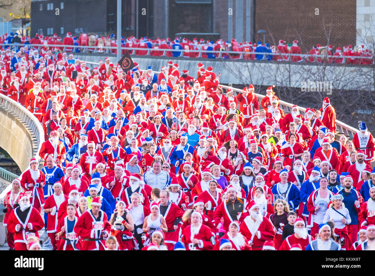 Liverpool, UK. 3rd Dec, 2017. Thousands took part in a Santa Dash fun ...