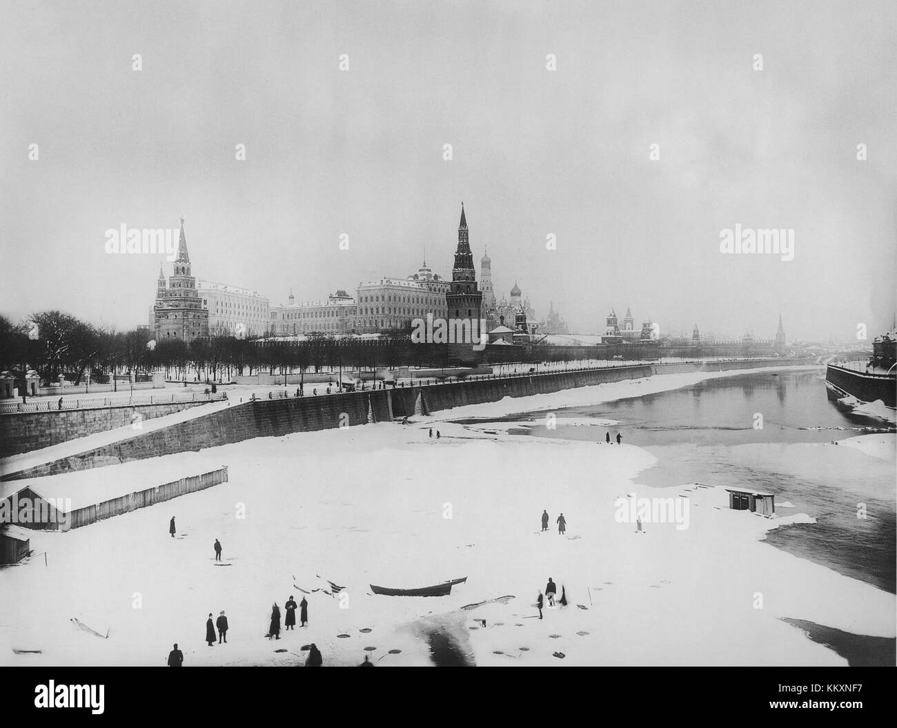 An archived photograph depicting the Moscow River, capturing the ...