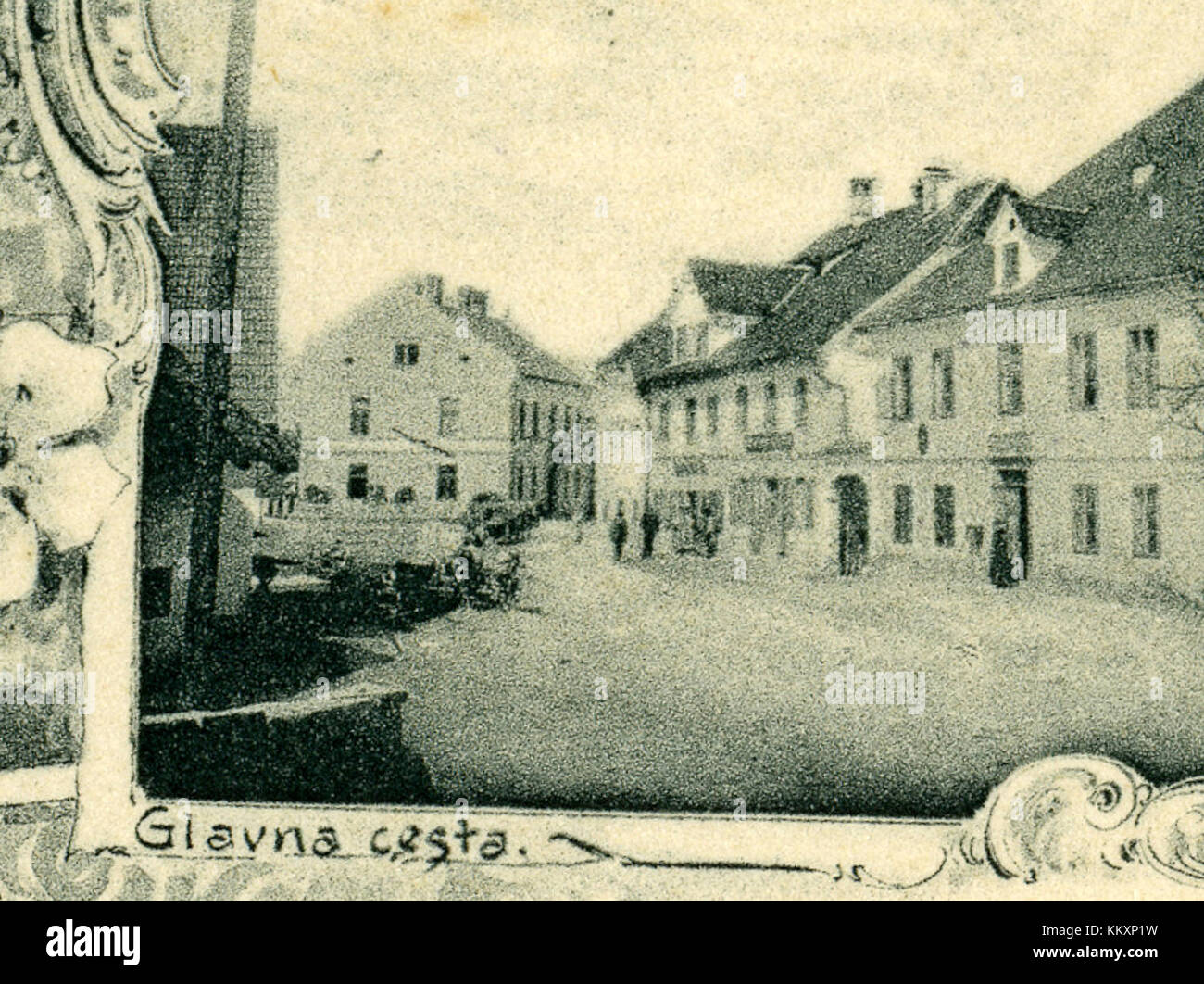 A vintage postcard from 1899, showcasing Cerknice, a town in Slovenia ...