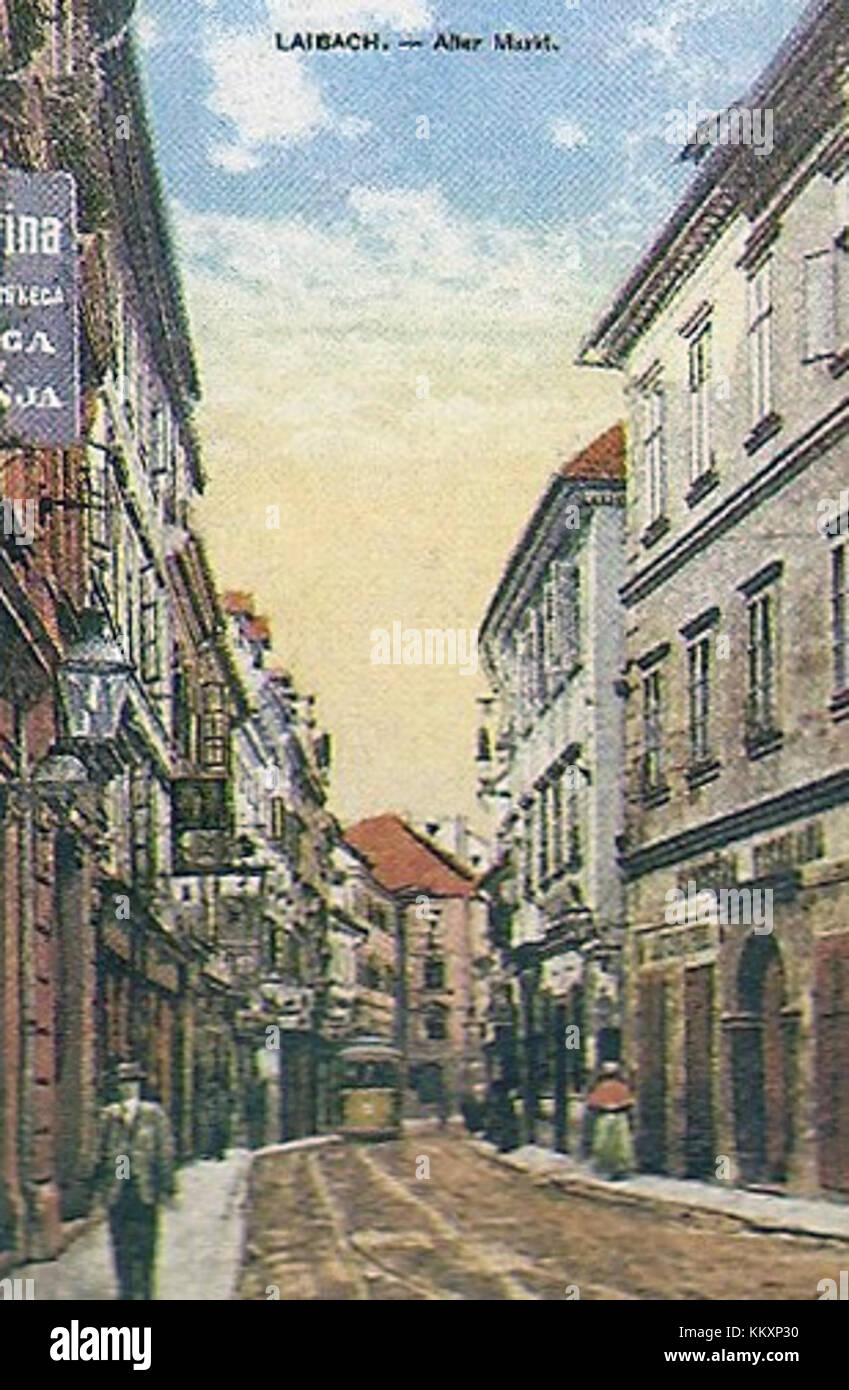This is a postcard depicting Stari Trg (Old Square), a historic area in ...