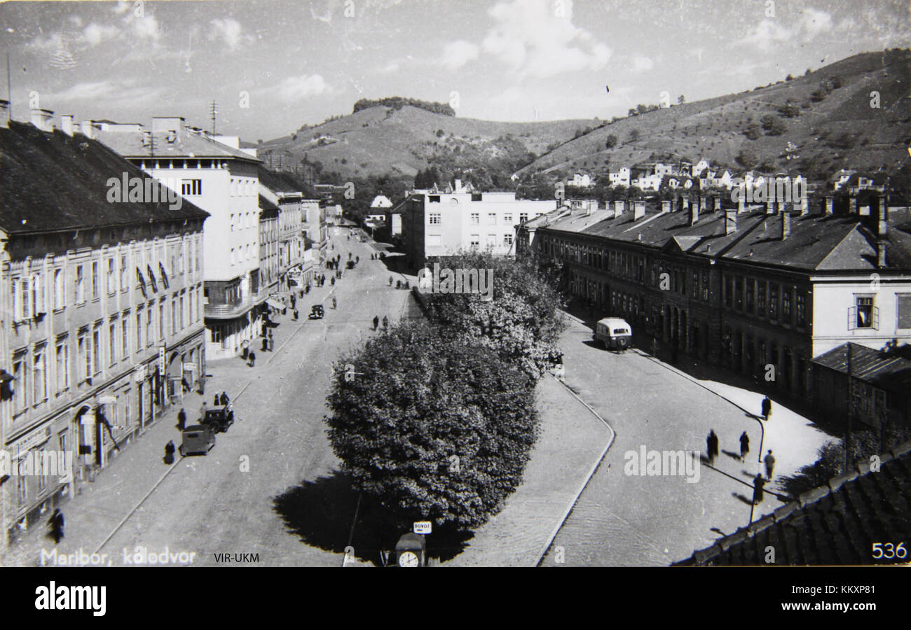 This postcard showcases Partizanska cesta, a street in Slovenia, known ...