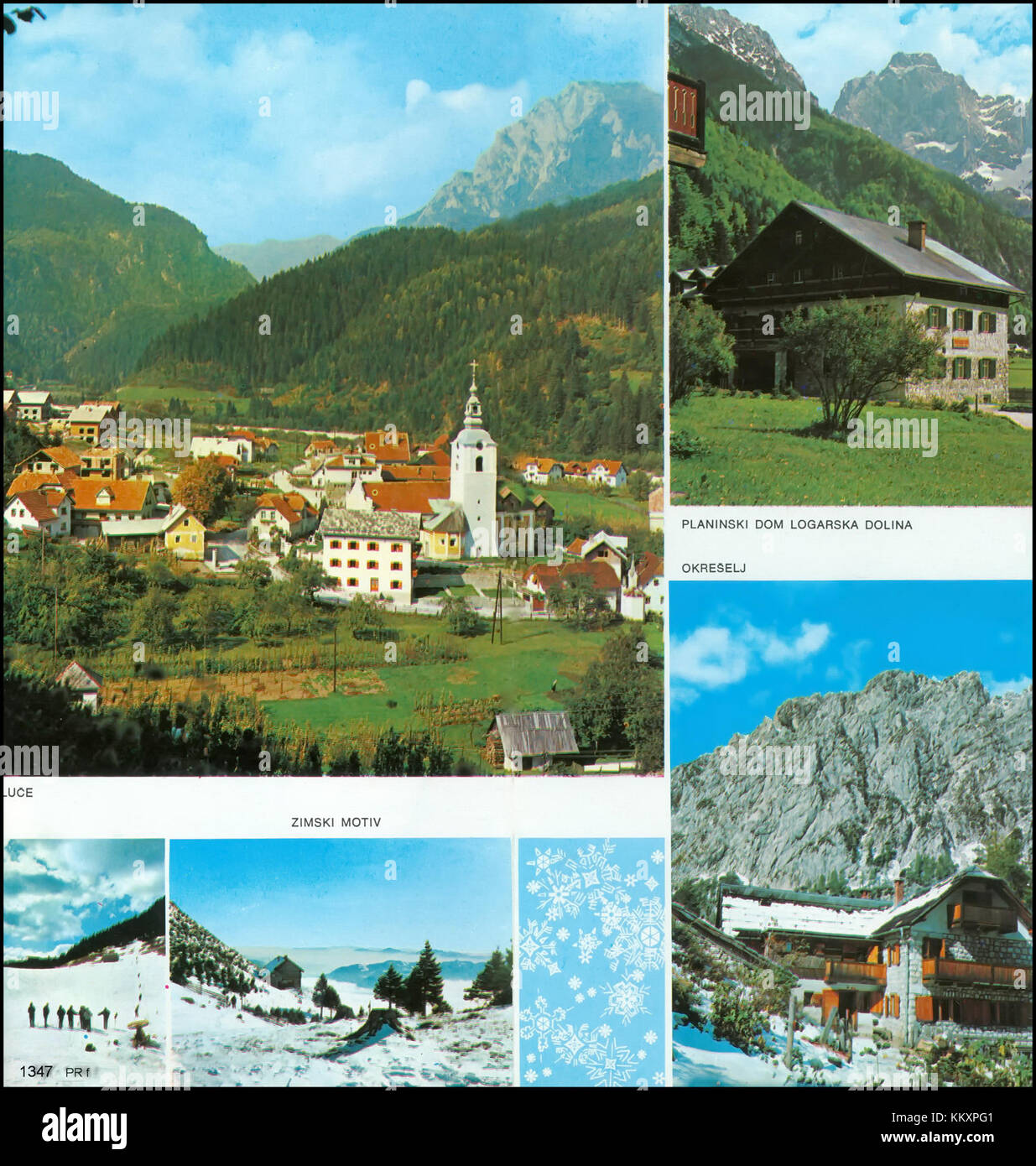 This postcard from 1969 captures the scenic beauty of the Upper Savinja Valley in Slovenia. The ...