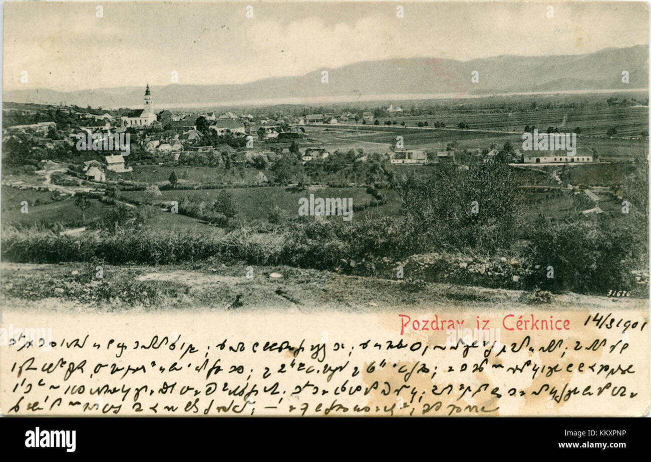 A postcard from Cerknica, Slovenia, dated 1900, showcasing the townâ€™s ...
