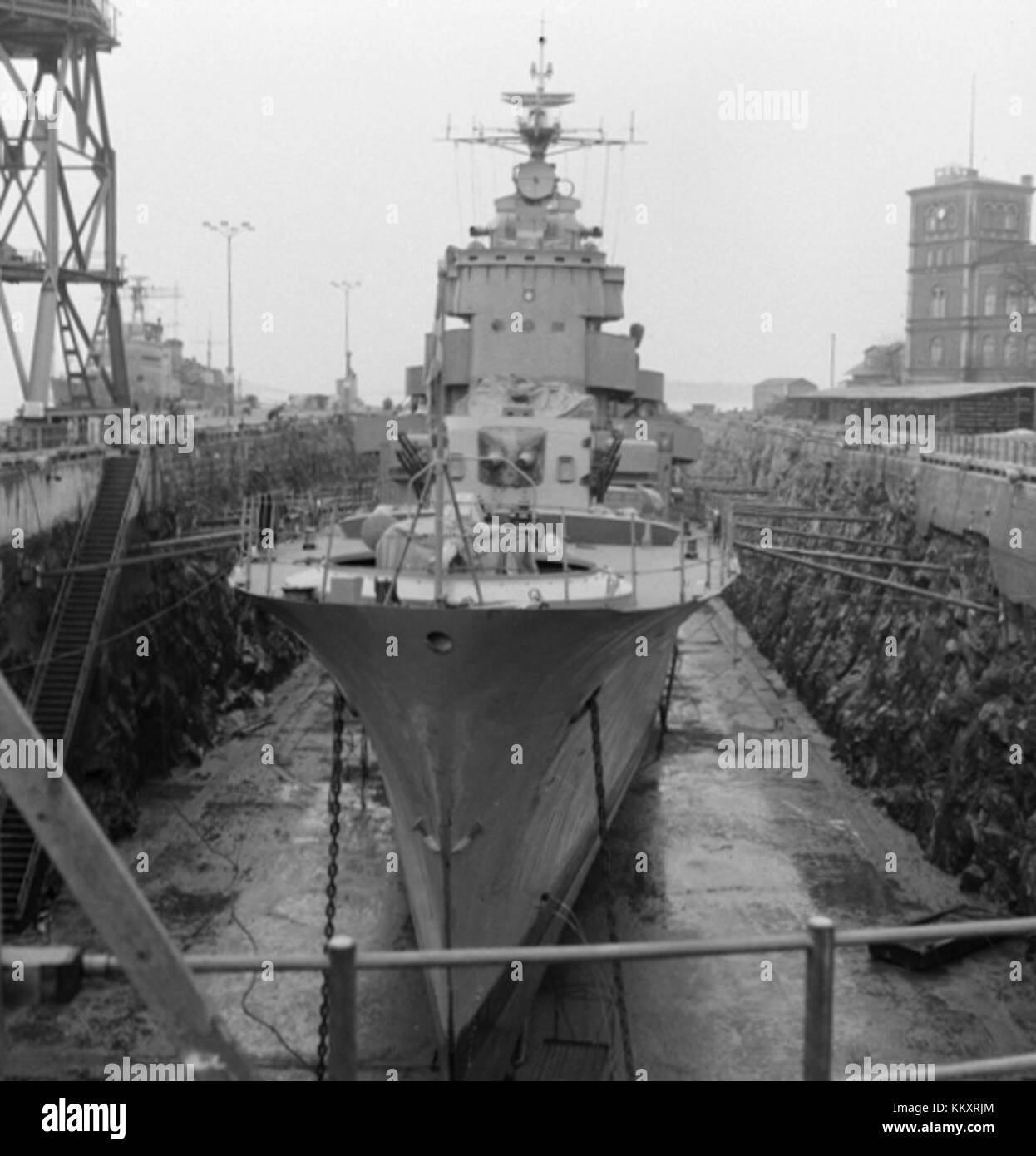 The bow of the HMS Uppland, a historic Swedish ship, is seen here in ...