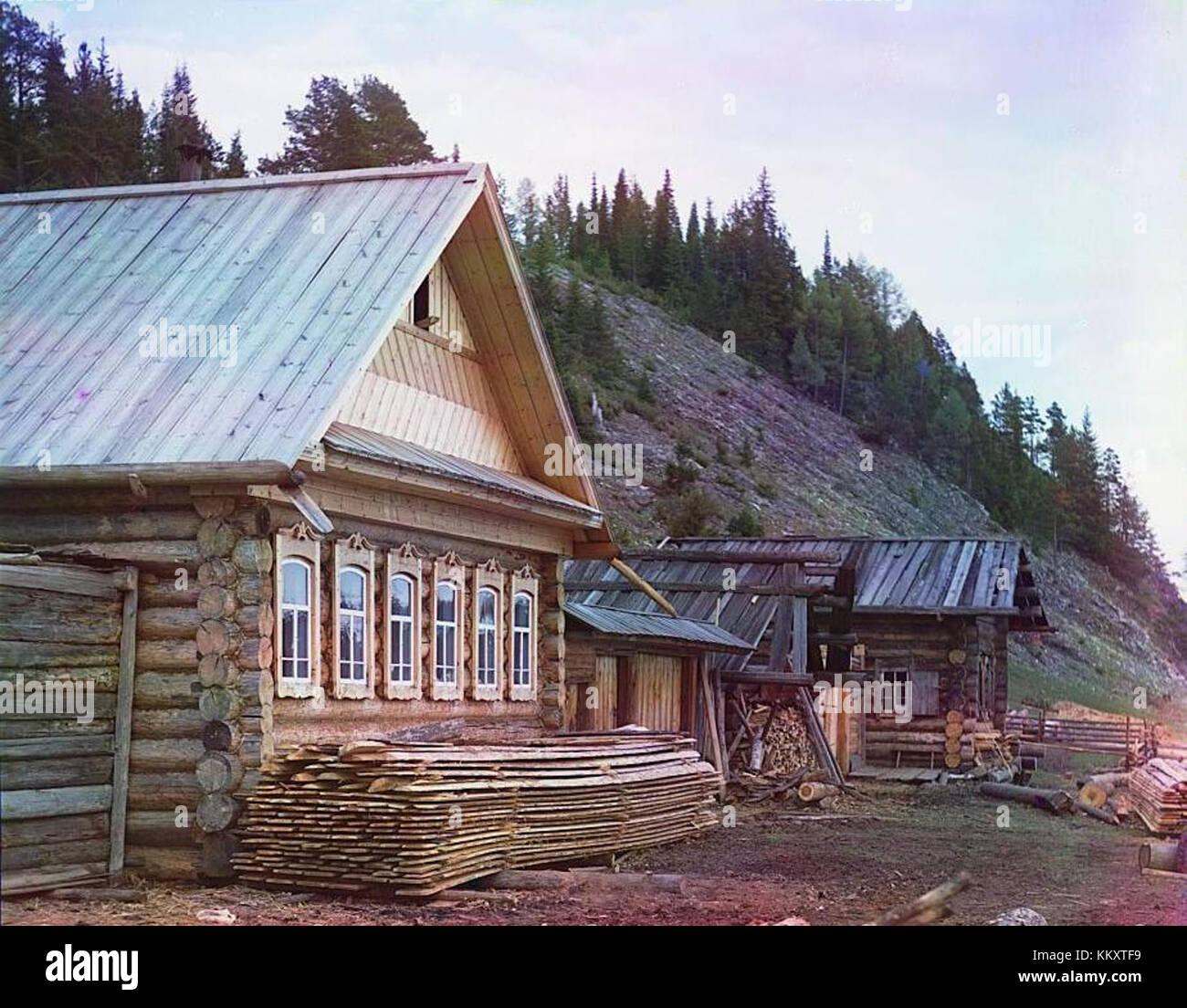 The image shows a traditional peasant hut in the village of Martianova ...