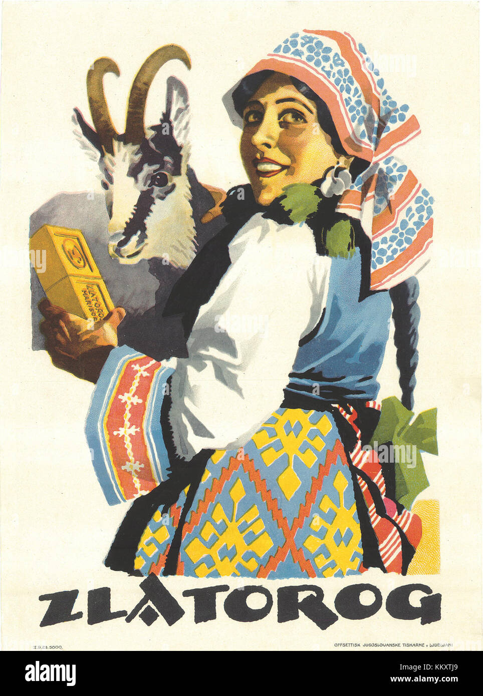 A 1920 poster for Zlatorog, an iconic Slovenian brand of beer. The ...
