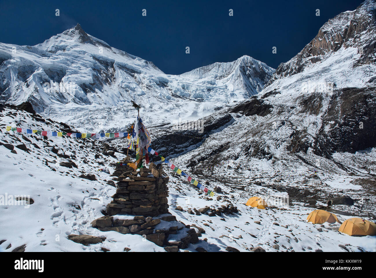 Manaslu, world's eighth highest peak (8,163 metres), seen from Manaslu ...