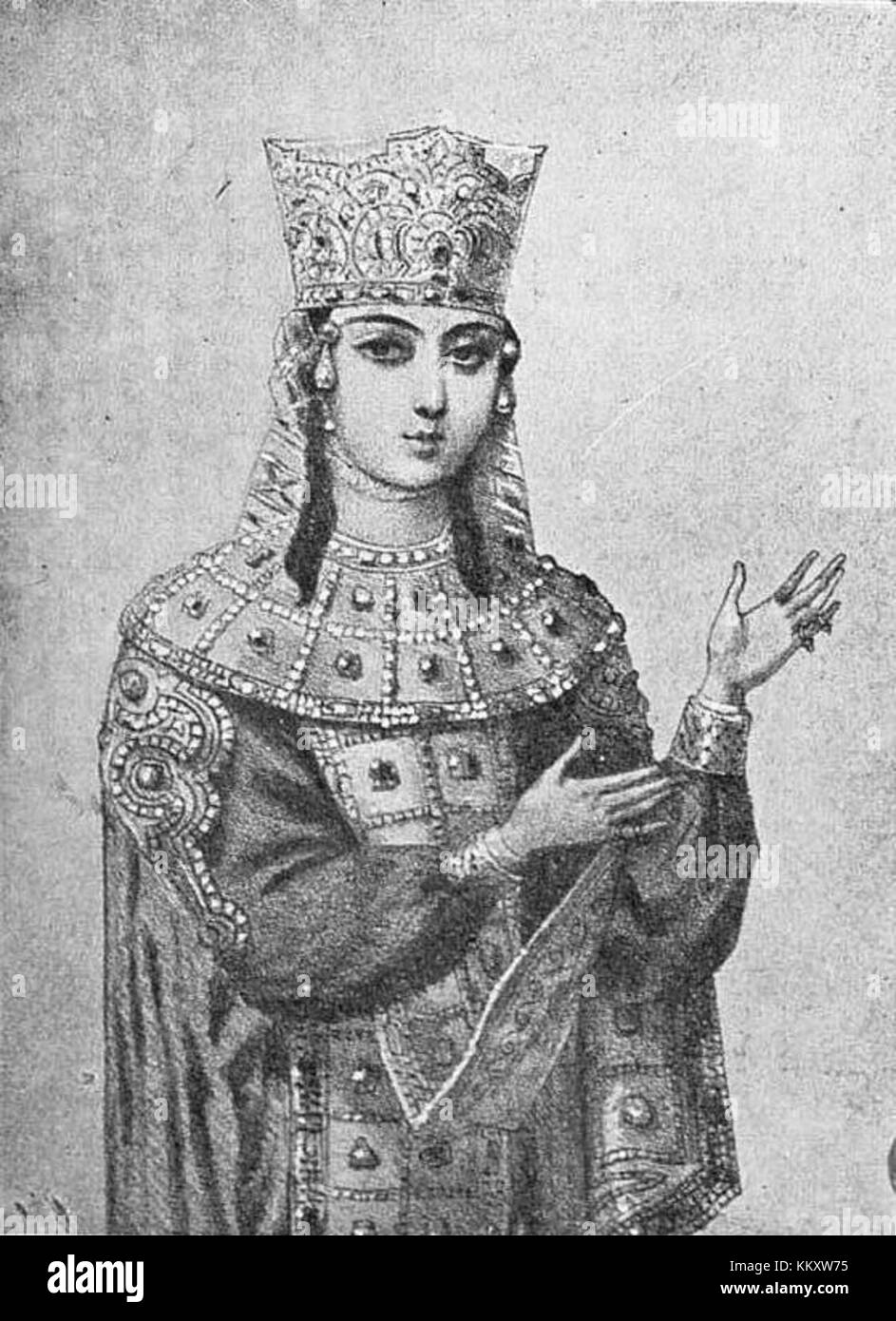 A portrait of Tamar of Georgia, painted by Esadze in 1913, depicting ...