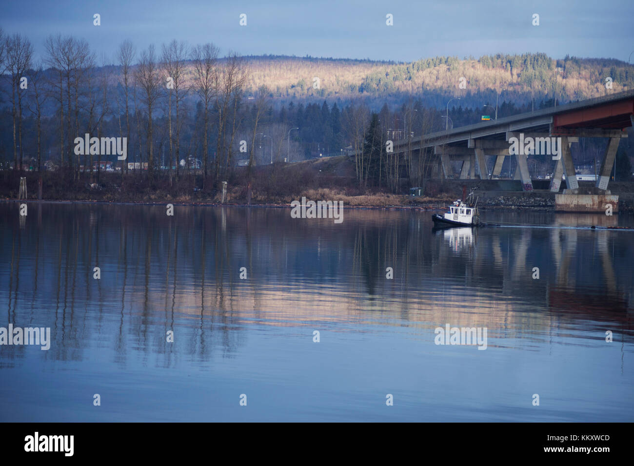 Tug boat on the Fraser River. Mission BC Canada Stock Photo - Alamy