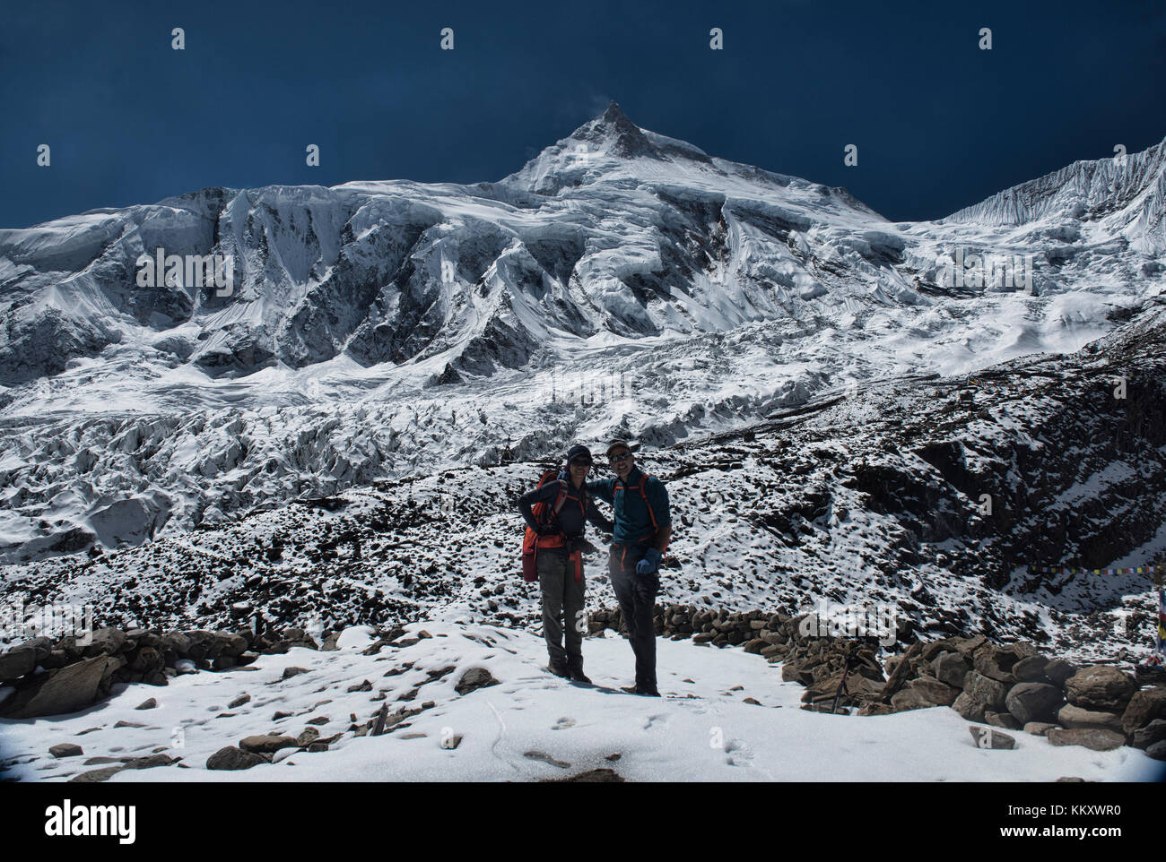 Manaslu, world's eighth highest peak (8,163 metres), seen from Manaslu ...