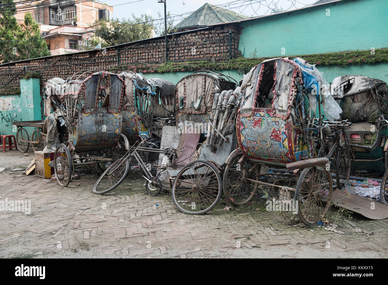 Piles of old rickshaws, Kathmandu, Nepal Stock Photo - Alamy