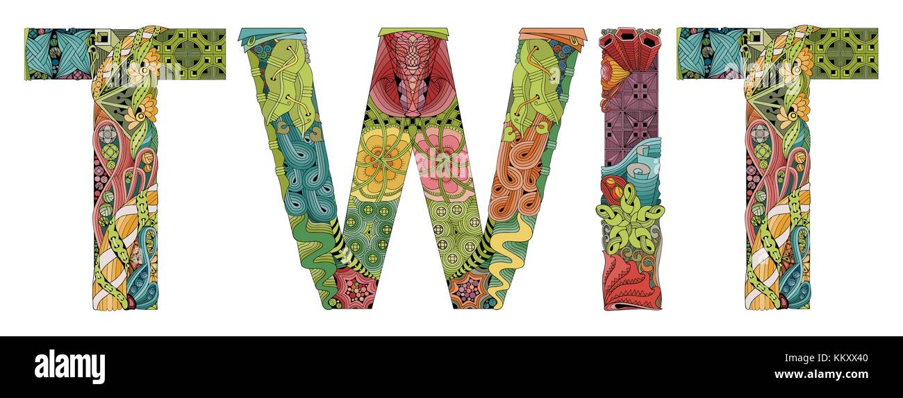 Hand-painted art design. Hand drawn illustration word TWIT for t-shirt ...