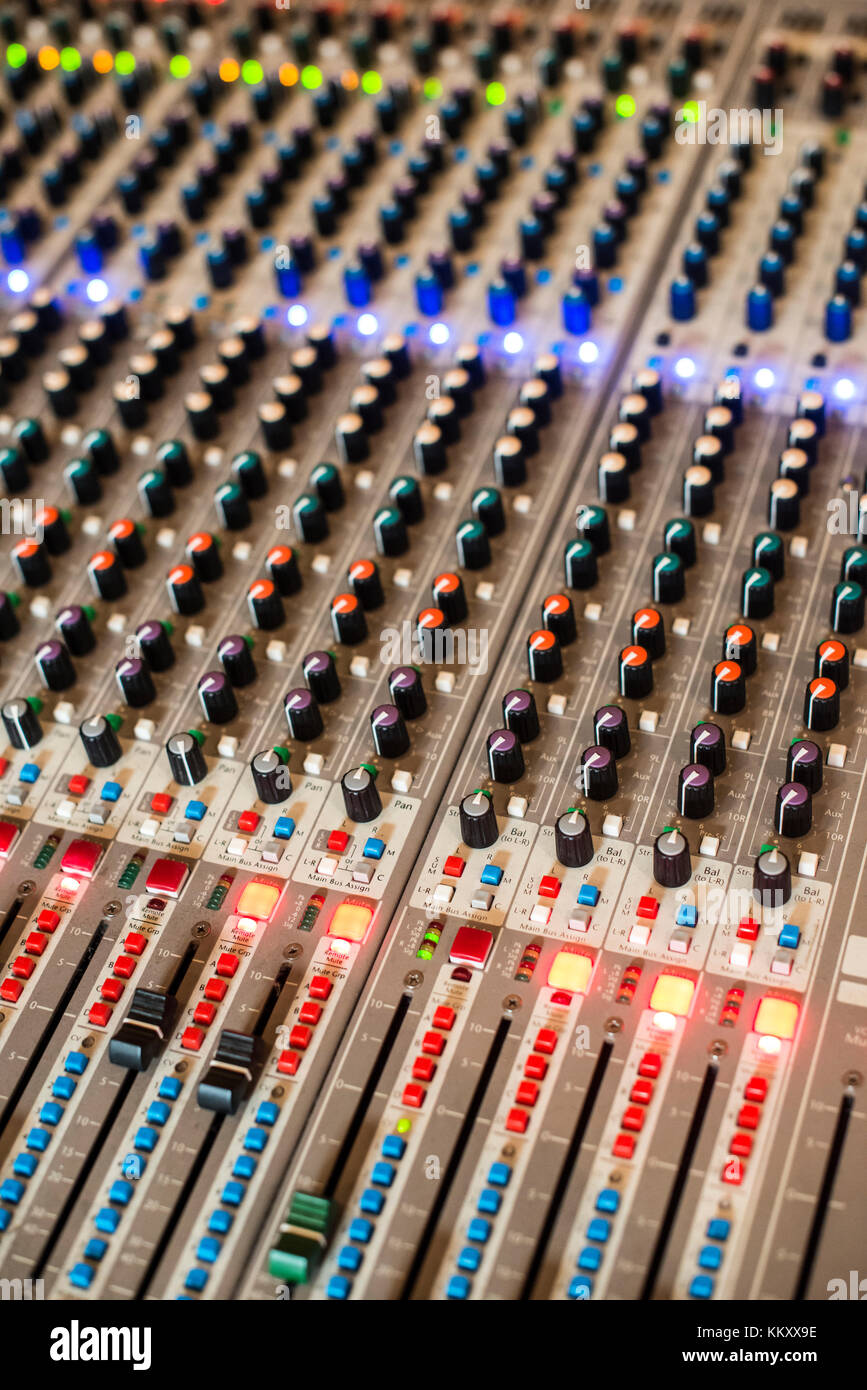 Music console background with buttons Stock Photo - Alamy