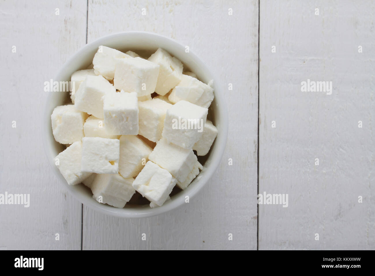 feta goats cheese cubes in dish Stock Photo - Alamy