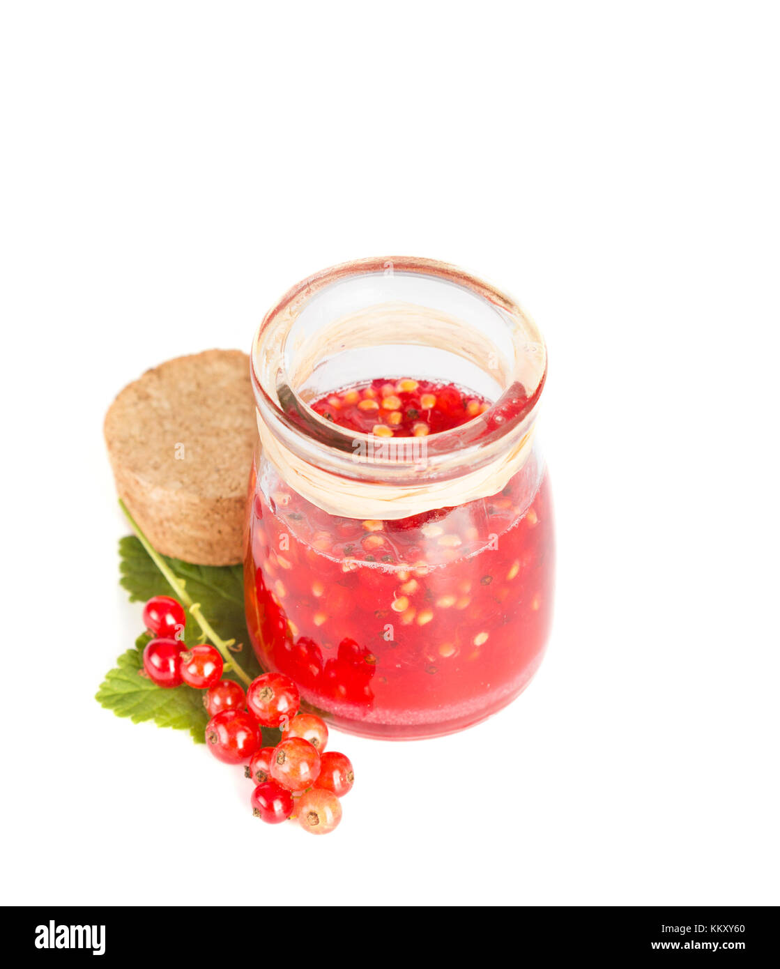 Red current homemade jam on a white background Stock Photo - Alamy