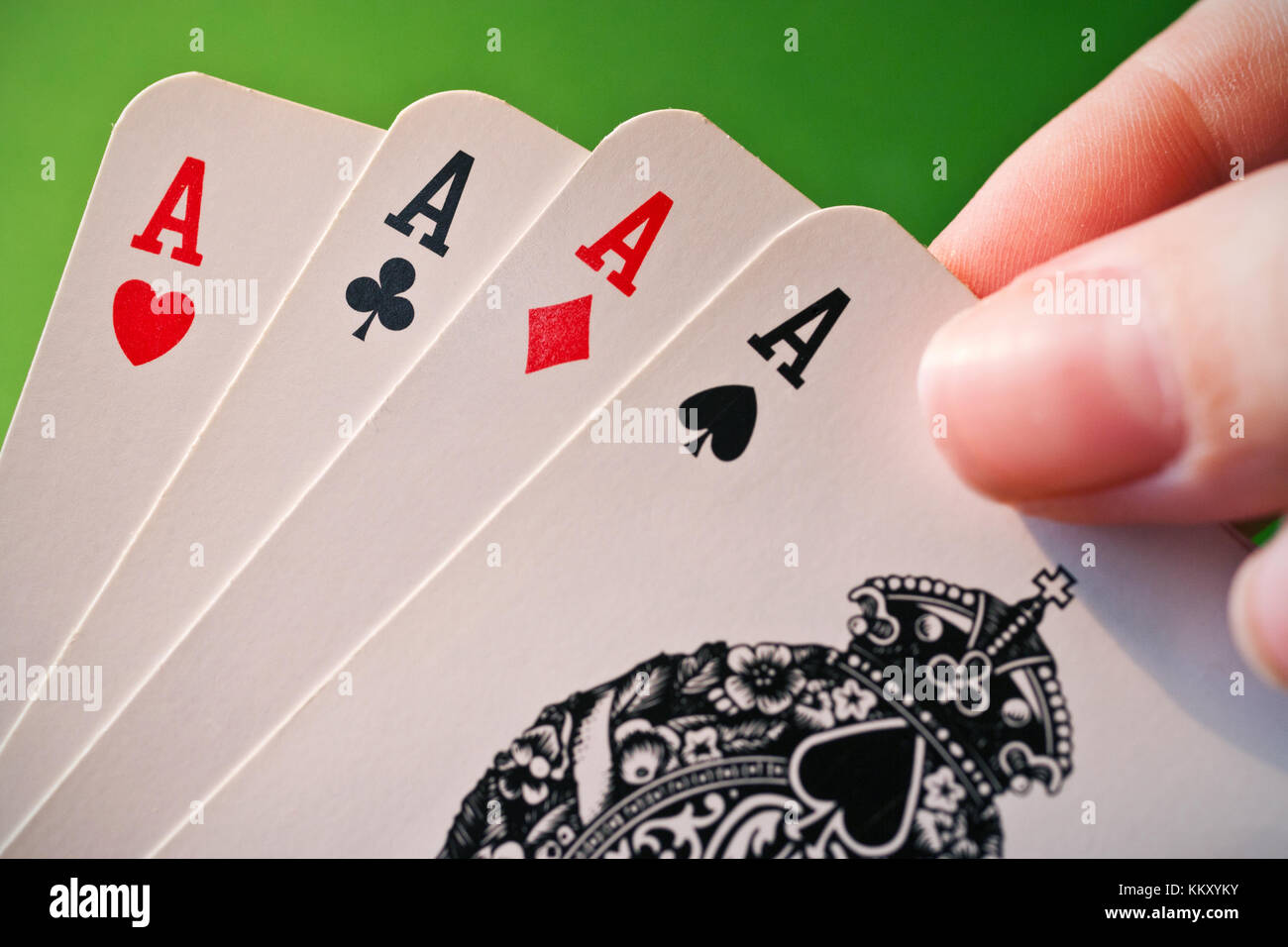 ace playing cards / player hand with cards Stock Photo - Alamy