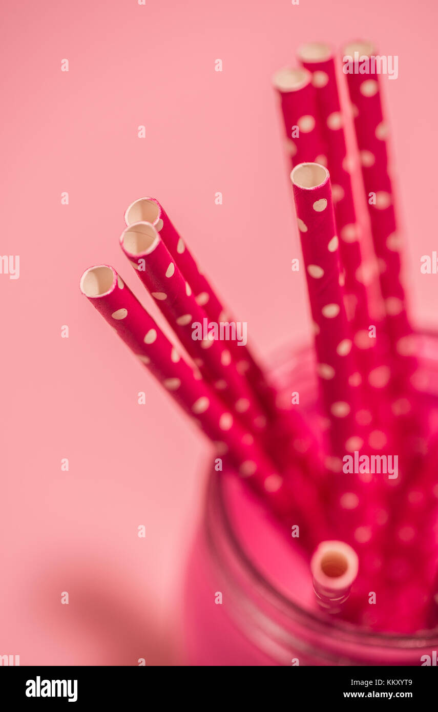 Pink Straw in empty pink jar Stock Photo - Alamy