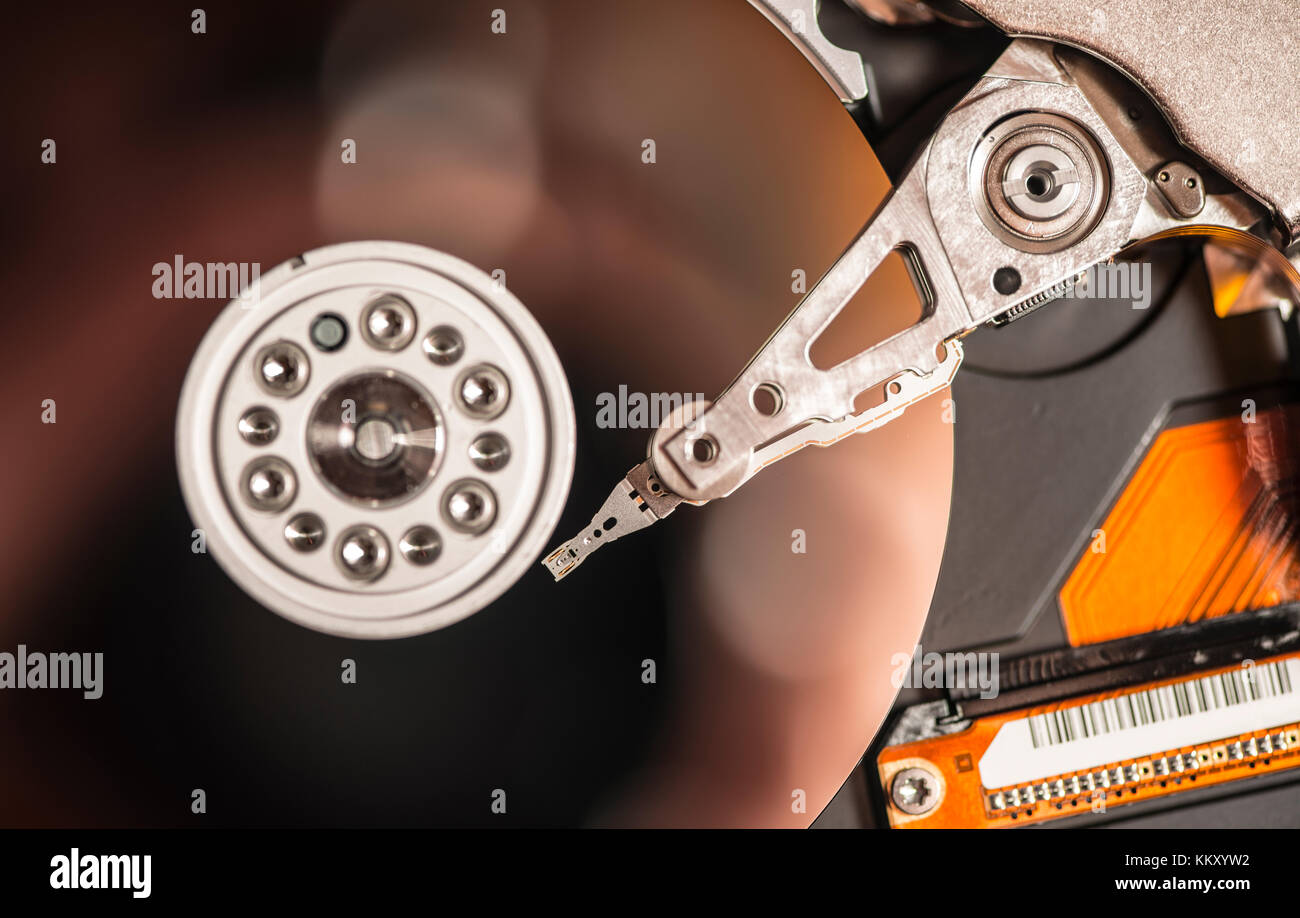 Close up hard disc inside Stock Photo - Alamy