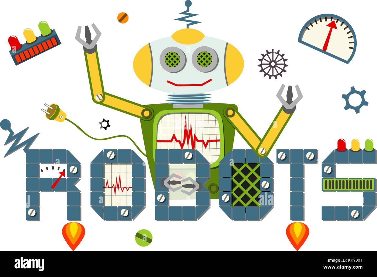 Robots logo text isolated on white background Stock Vector Image & Art ...