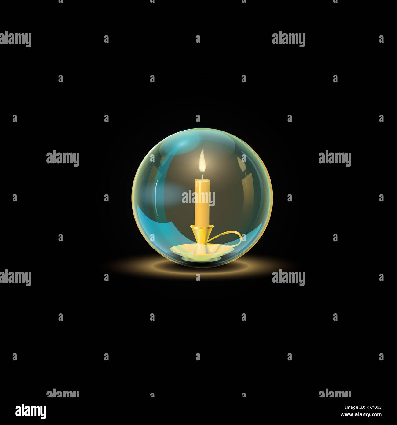 Gorgeous a glass ball with a burning candle Stock Photo - Alamy