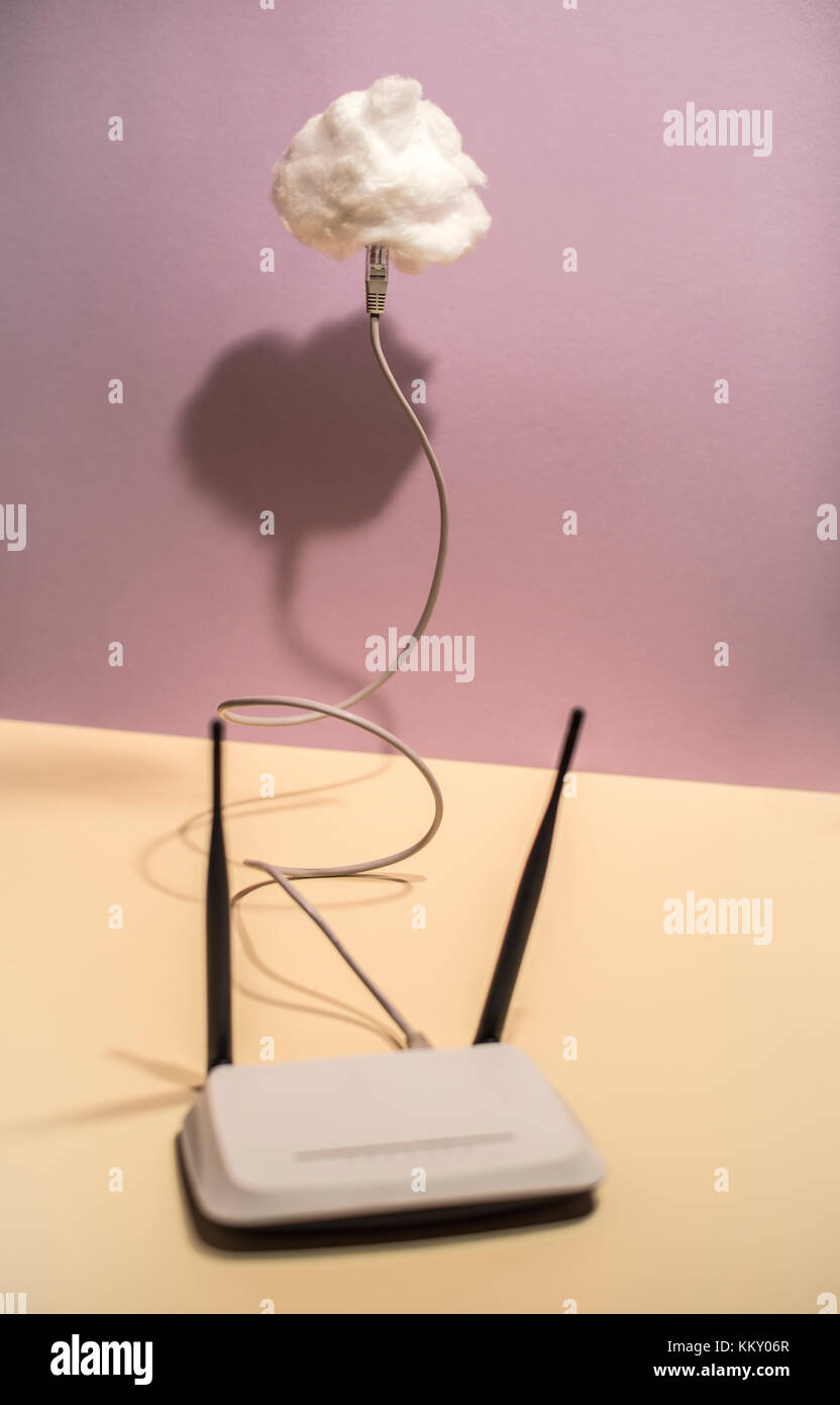 Cloud concept with internet wifi router Stock Photo - Alamy