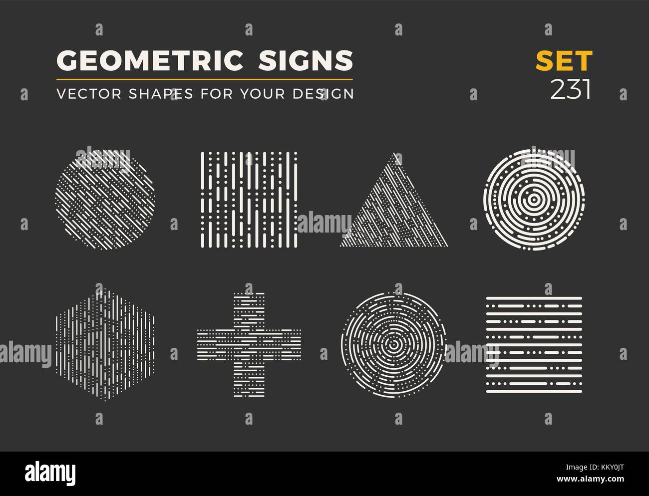 Set of eight minimalistic trendy shapes. Stylish vector logo emblems ...