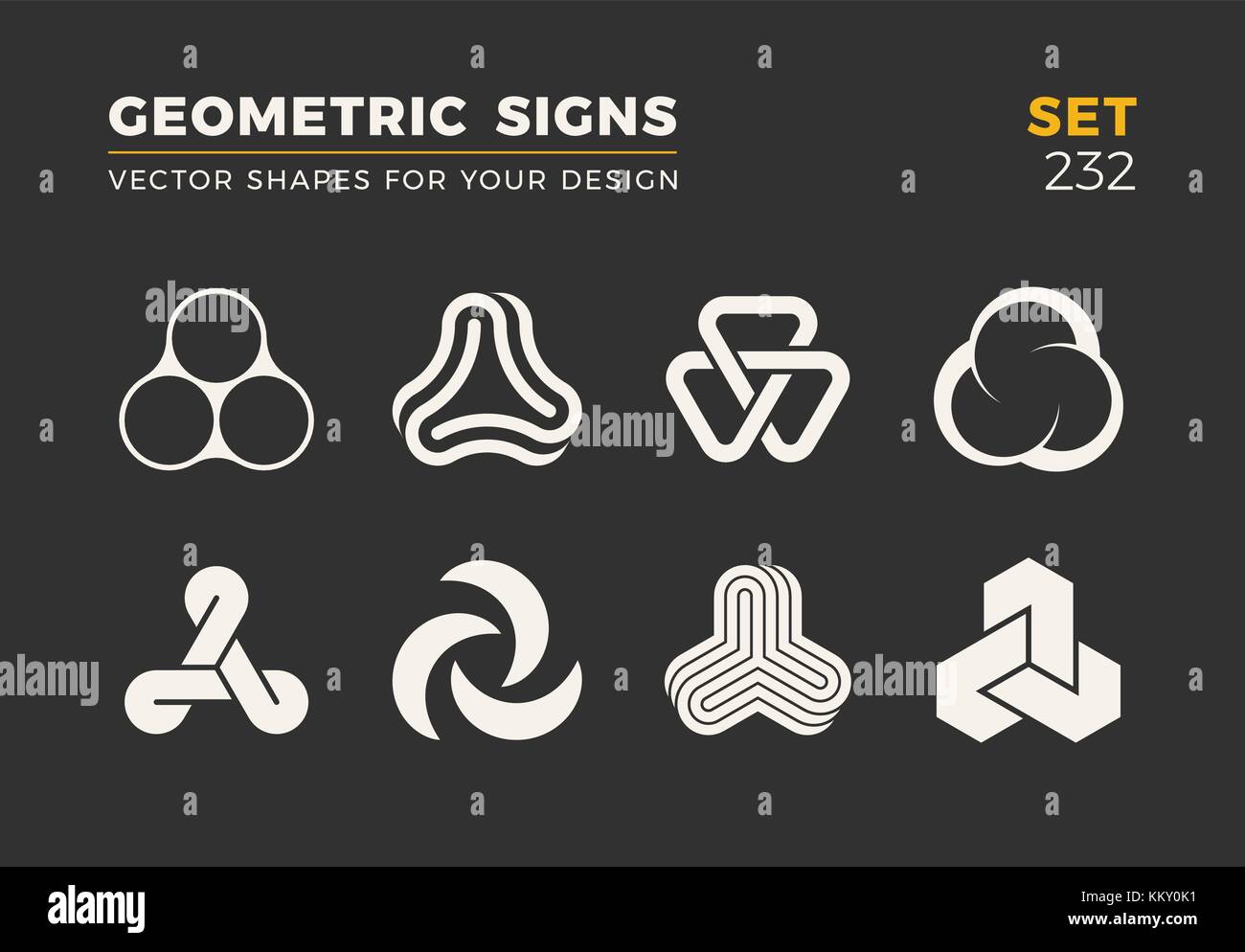 Set of eight minimalistic trendy shapes. Stylish vector logo emblems ...