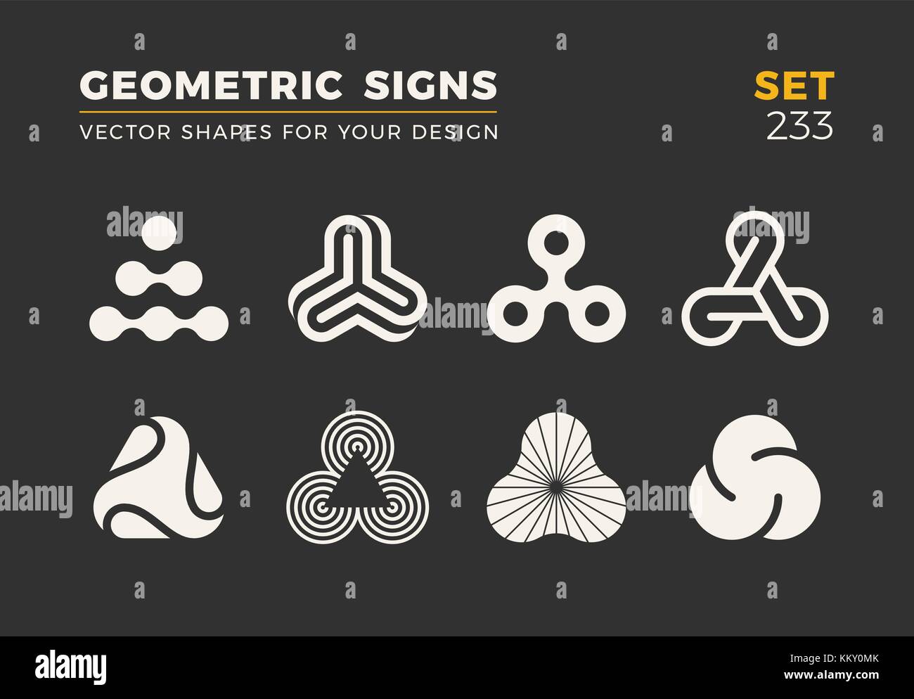 Set of eight minimalistic trendy shapes. Stylish vector logo emblems ...