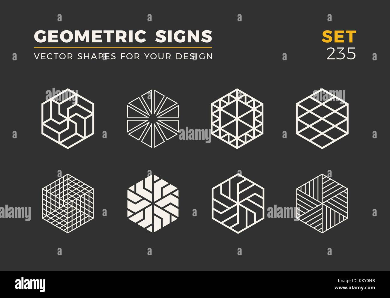 Set of eight minimalistic trendy shapes. Stylish vector logo emblems ...