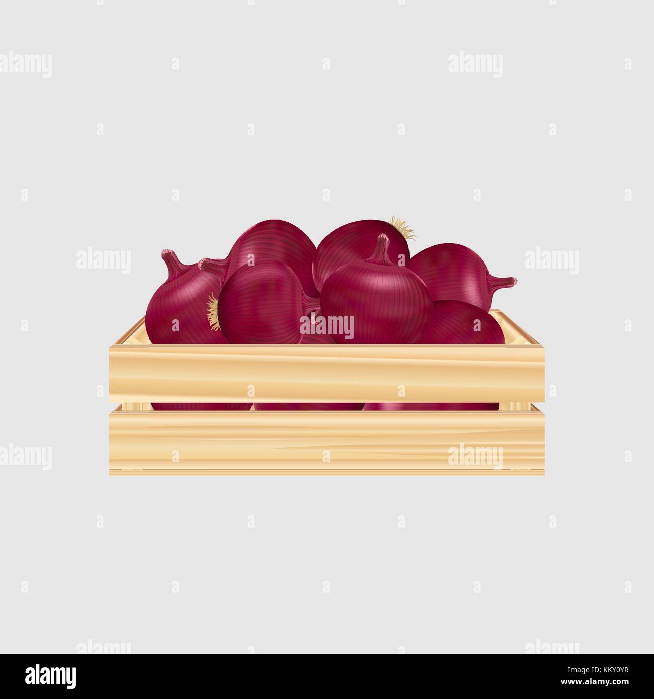 Wood box with onions Stock Vector Image & Art - Alamy