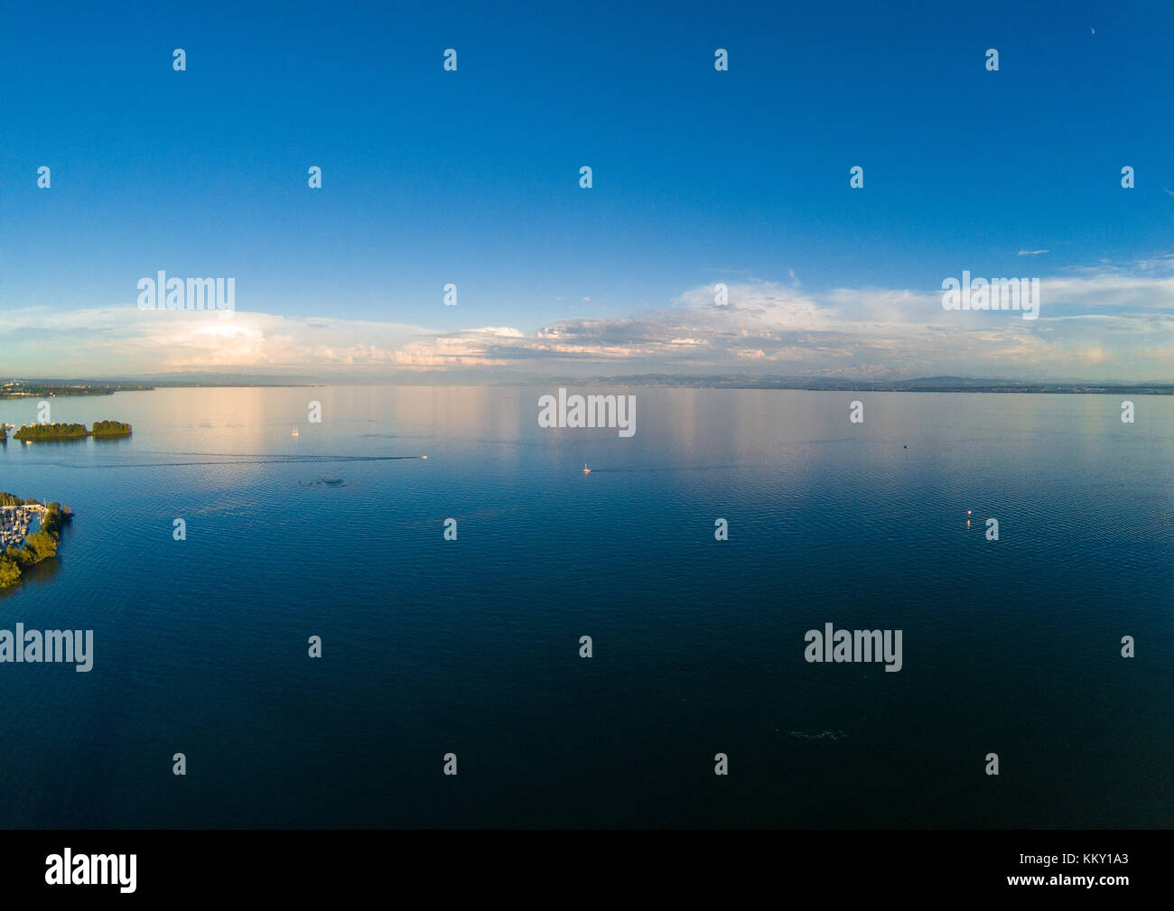 Aerial picture of the landscape of the Lake Constance or Bodensee in ...