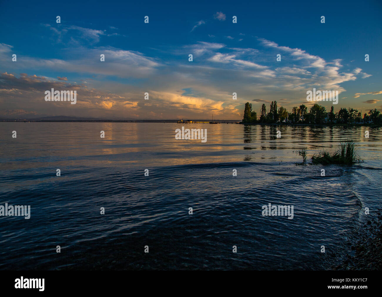 Evening landscape of the Lake Constance or Bodensee in Germany Stock ...