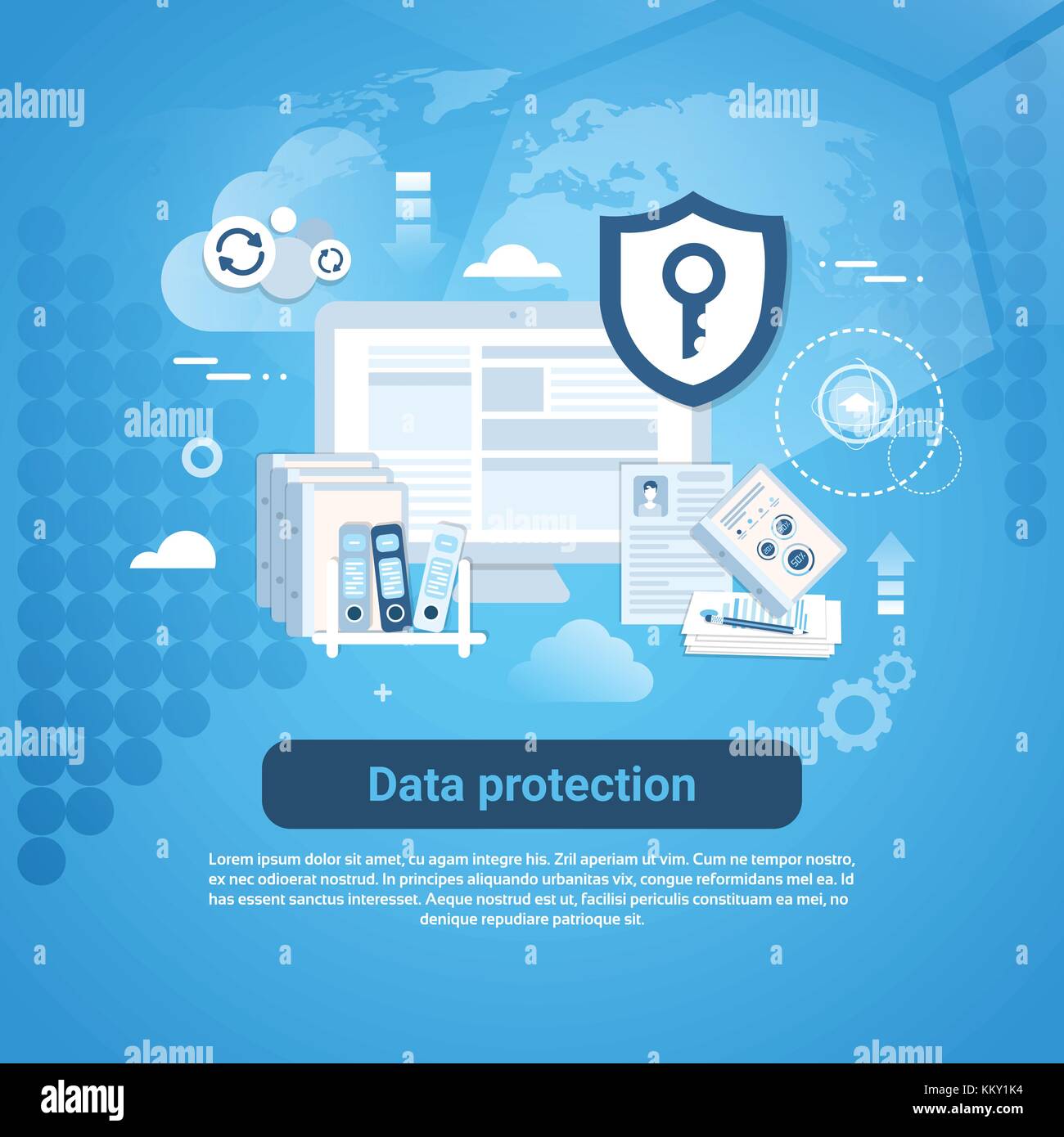 Data Protection Template Web Banner With Copy Space Stock Vector Image ...
