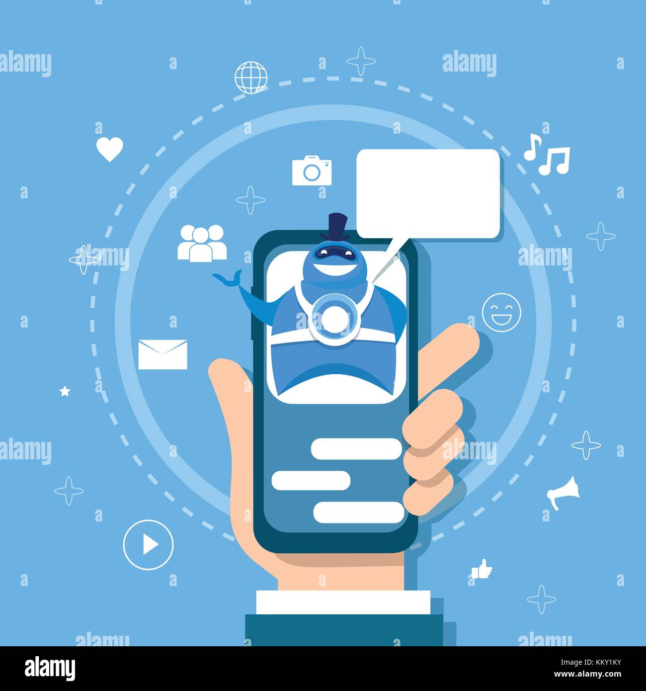 Mobile phone with chatbot application Stock Vector Images - Alamy