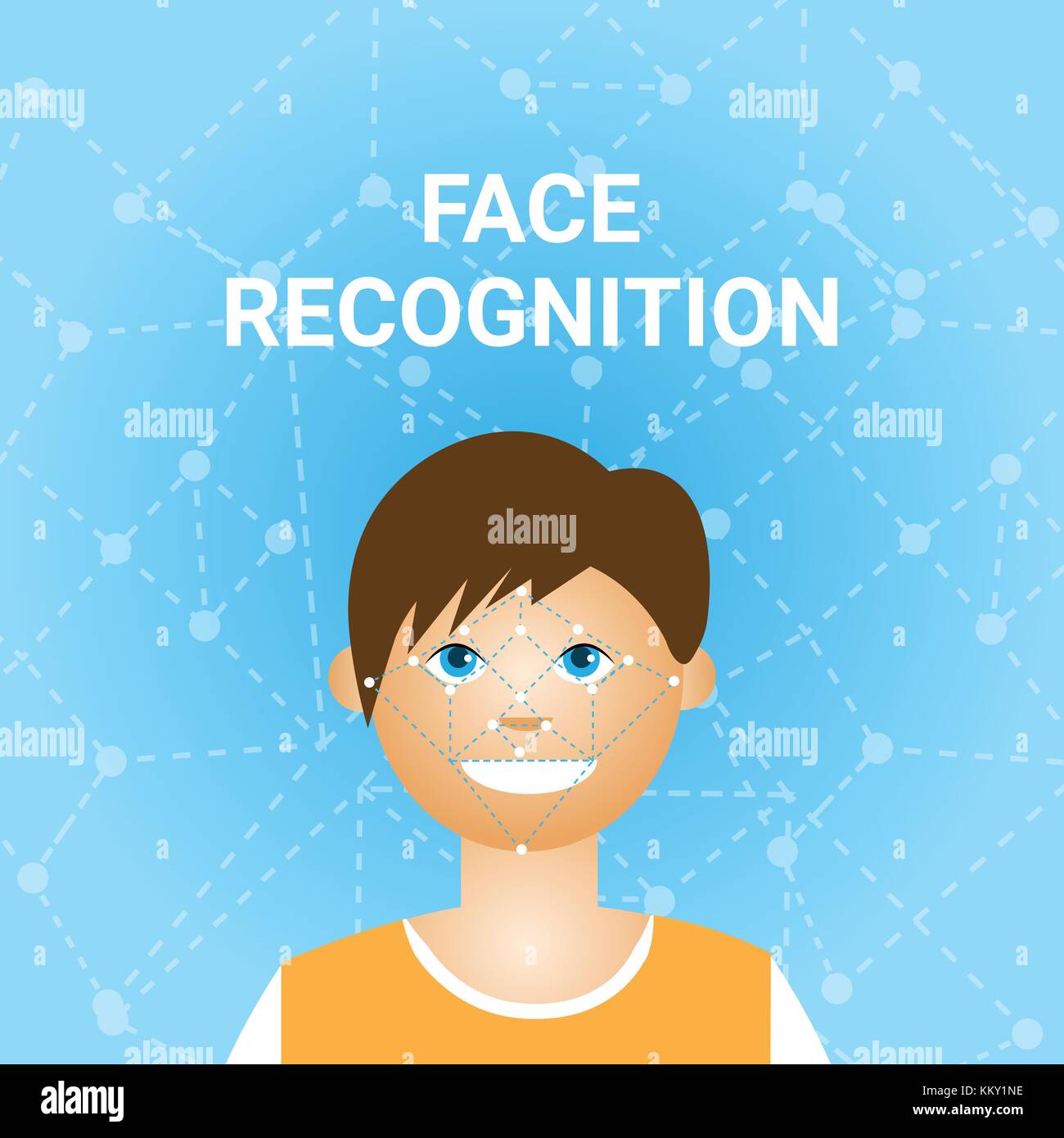 Face Recognition Biometrics Scanning Of Male User Icon Stock Vector ...