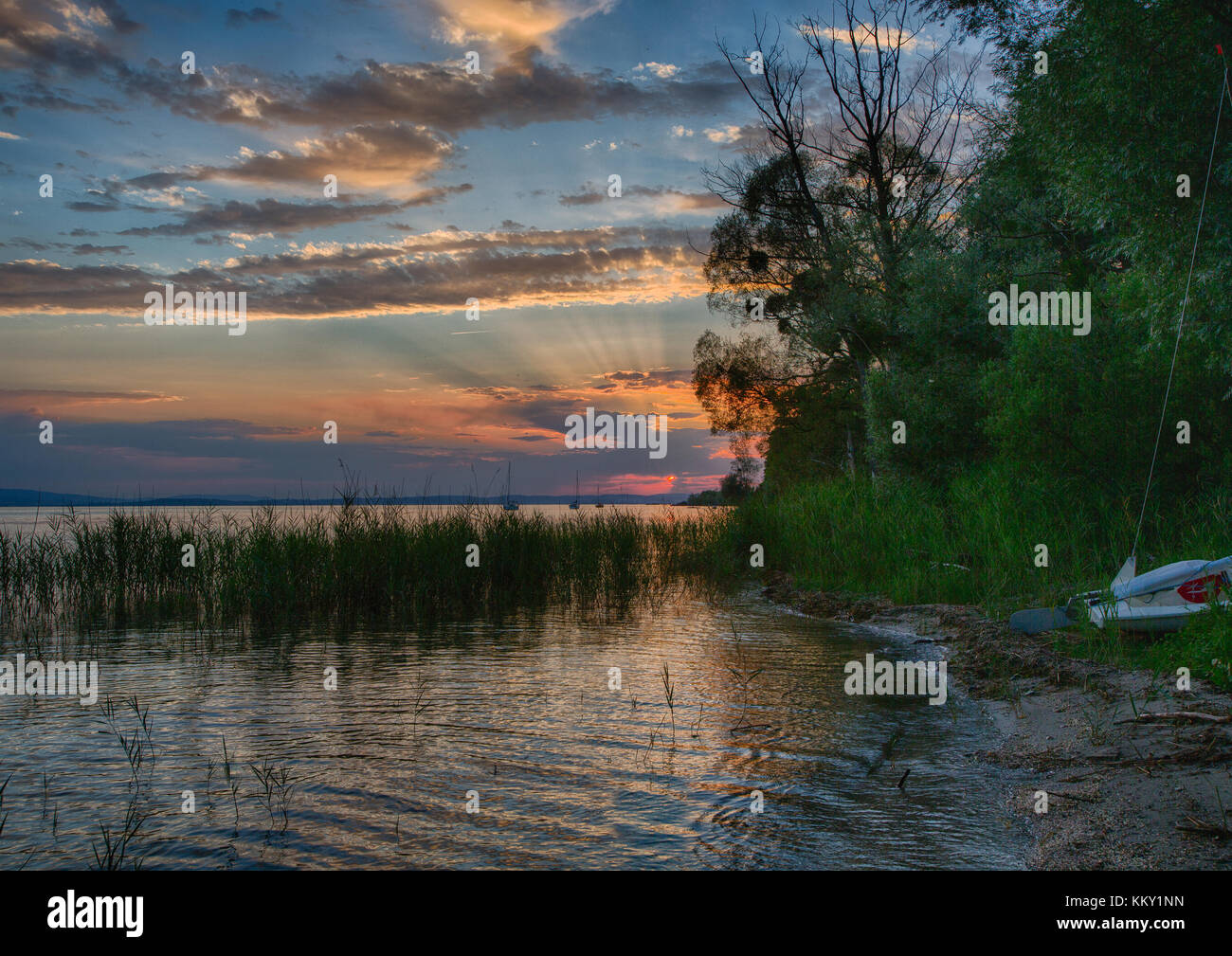 Evening landscape of the Lake Constance or Bodensee in Germany Stock ...