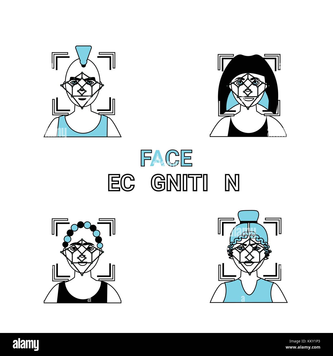 Face Recognition Icons Set Biometric Identification Access Identity ...