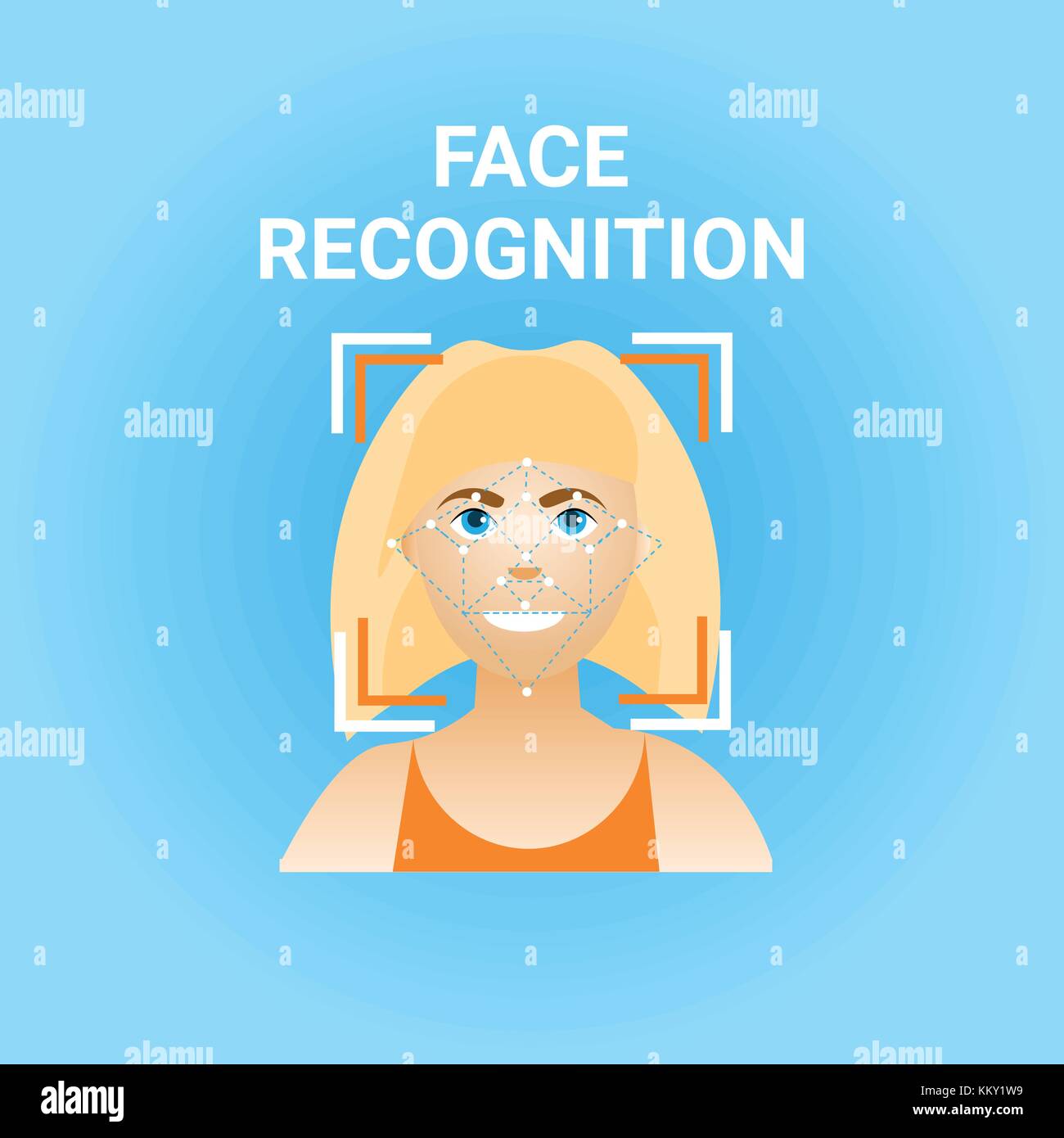 Facial Recognition Biometrics Scanning Of Female Face Icon Stock Vector Image And Art Alamy