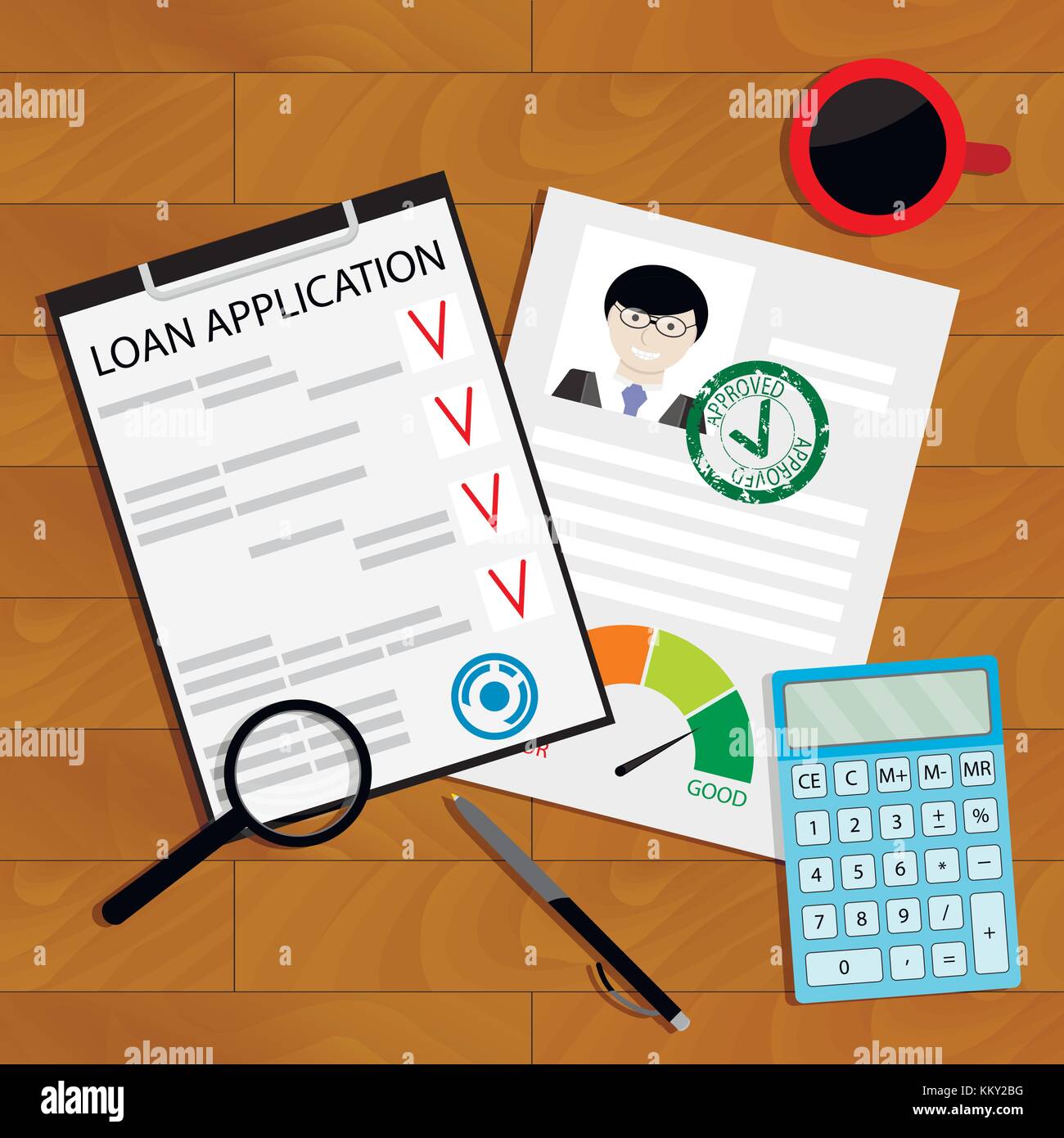 Approved credit loan concept. Financial document for mortgage, vector ...