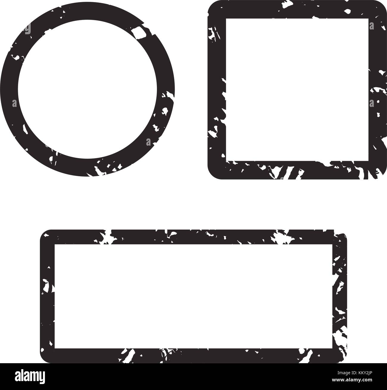 Form set stamp texture square and round. Rectangle frame border, vector ...