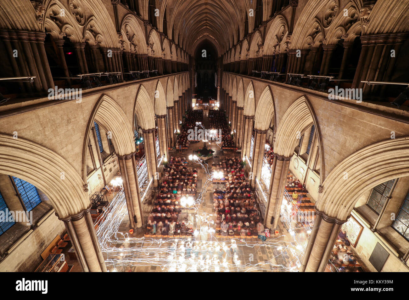 Candles are carried through Salisbury Cathedral during the advent ...