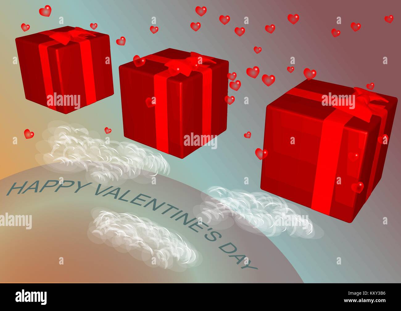 flying gifts with bows and hearts Stock Vector Image & Art - Alamy