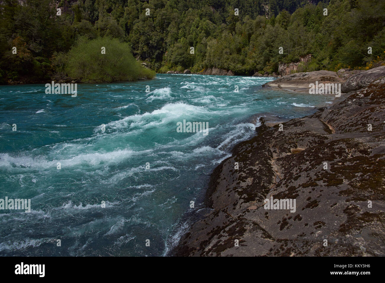 River Futaleufu in the Aysén Region of southern Chile. The river is ...