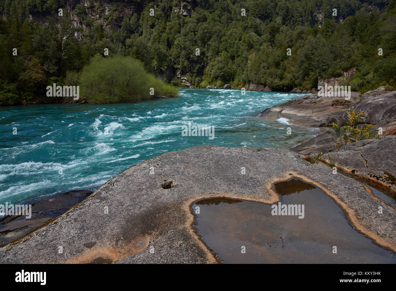 River Futaleufu in the Aysén Region of southern Chile. The river is ...
